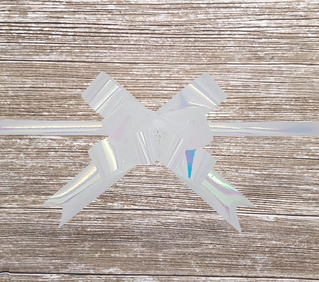 Pearly Iridescent White Magic Pull Bow | Giftwrapit | Giftwrapit