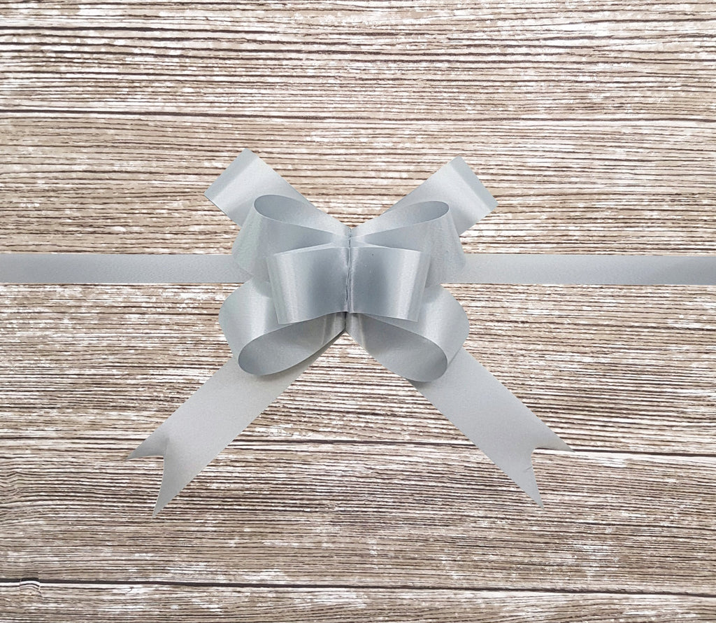 Grey Gift Bow-Magic Pull Bow-Pale Grey Pull Bow-Grey Gift Ribbon ...